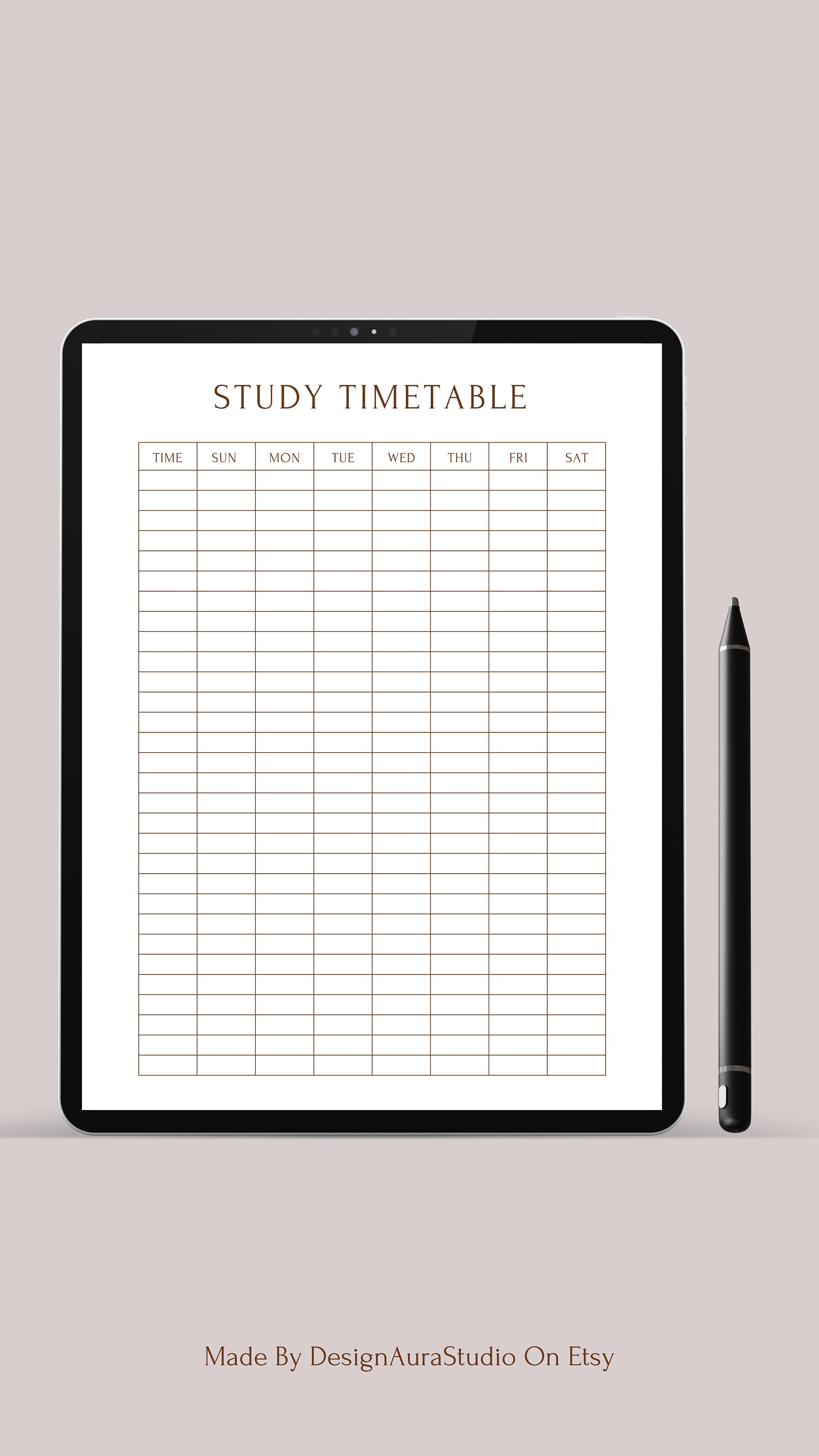 Study Timetable Printable Landscape Undated Study Planner Digital ...