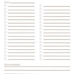 Wedding Checklist Printable Template Blank Checklist Digital - Etsy