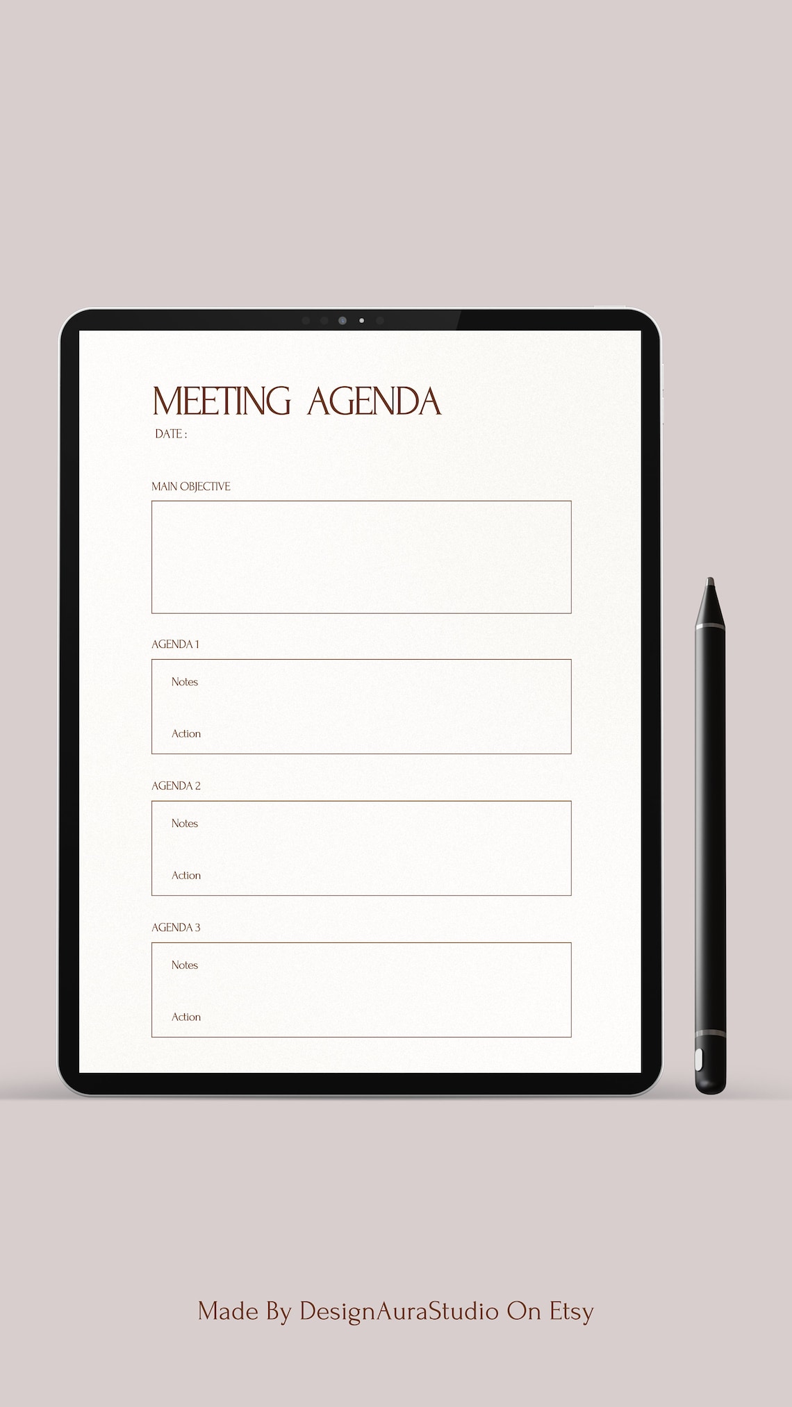 Meeting Agenda Printable Template Digital Meeting Agenda PDF Business ...