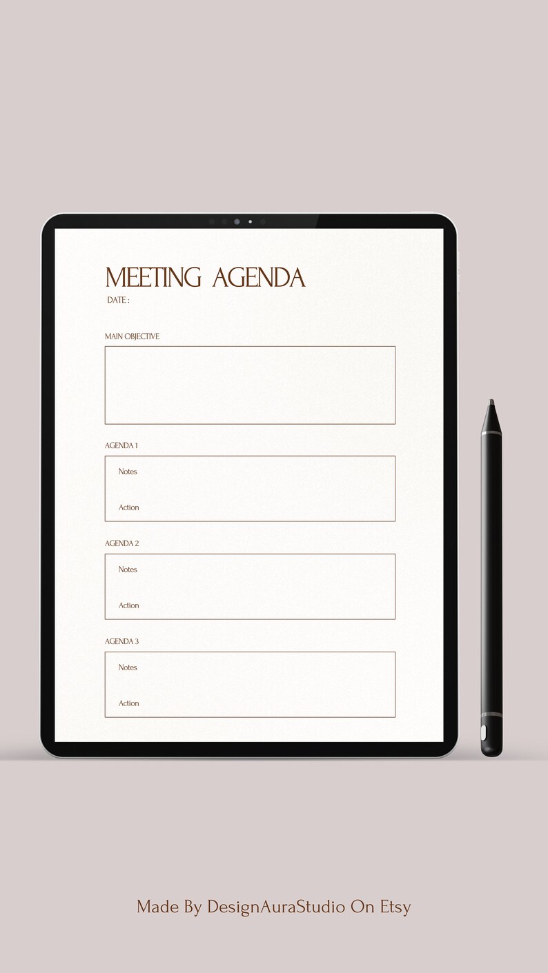 Meeting Agenda Printable Template Digital Meeting Agenda PDF Business ...