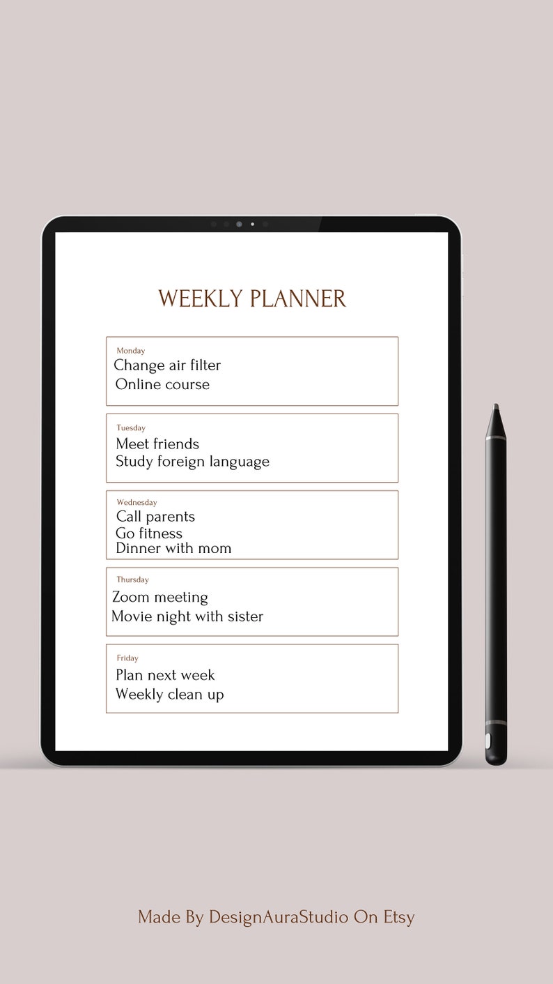 Five Day Weekly Planner Printable Weekly Schedule Digital Weekly to Do ... Five Day Weekly Planner Printable Weekly Schedule Digital Weekly to Do ...