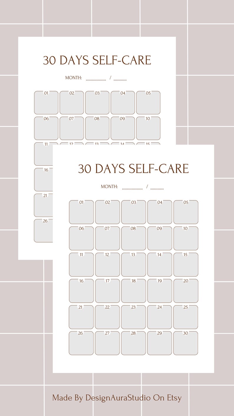 Printable Self Care Challenge, 30 Day Selfcare Planner, Digital Self ...