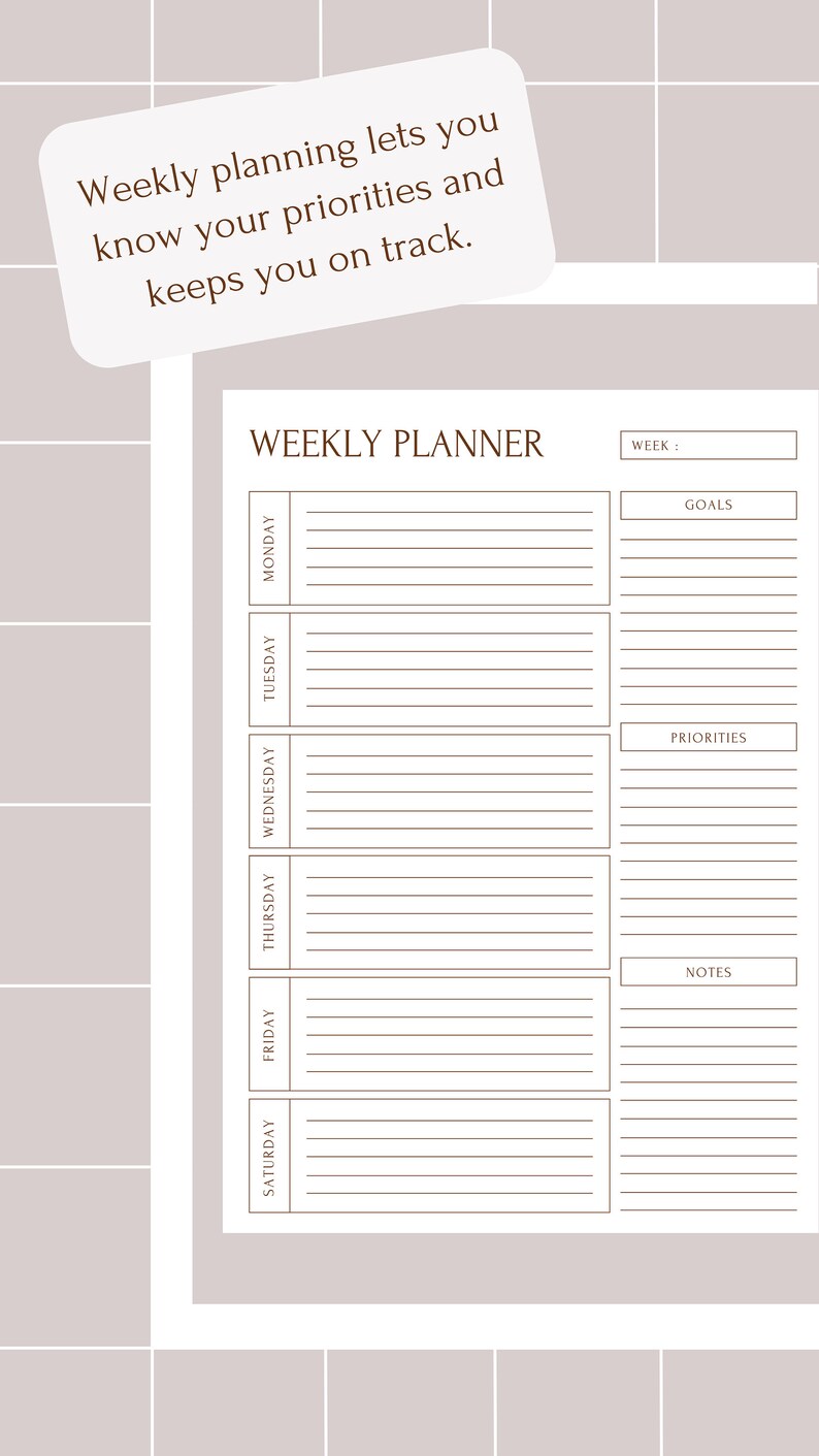 Weekly Planner Priority Weekly Schedule Digital Weekly to Do List ...