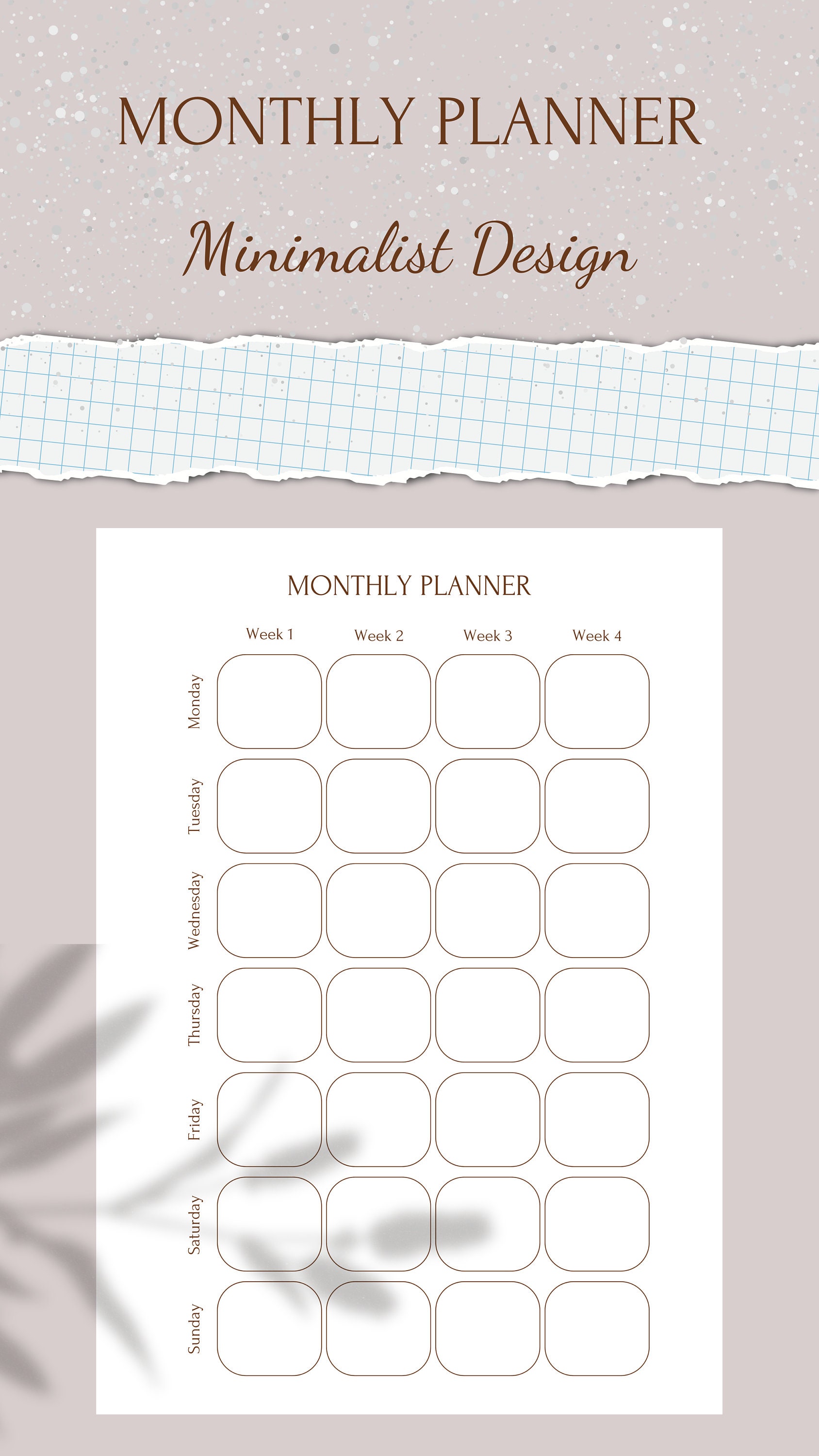 Monthly Planner Printable Landscape Monthly Overview Digital Month at A ...