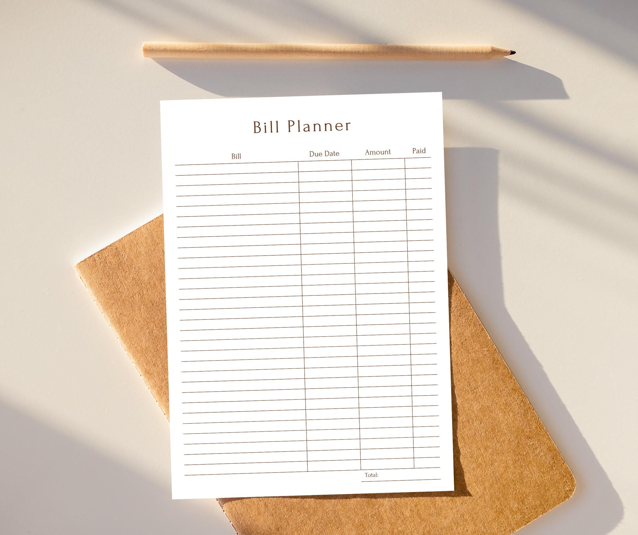 Monthly Bill Planner Printable Landscape Bill Tracker Digital Finance ...