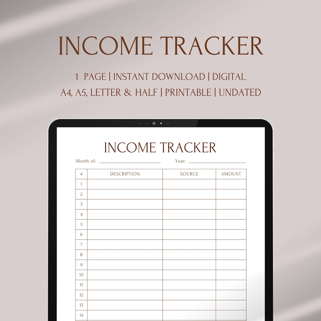 Income Tracker Printable Template Income Log Digital Planner Income ...