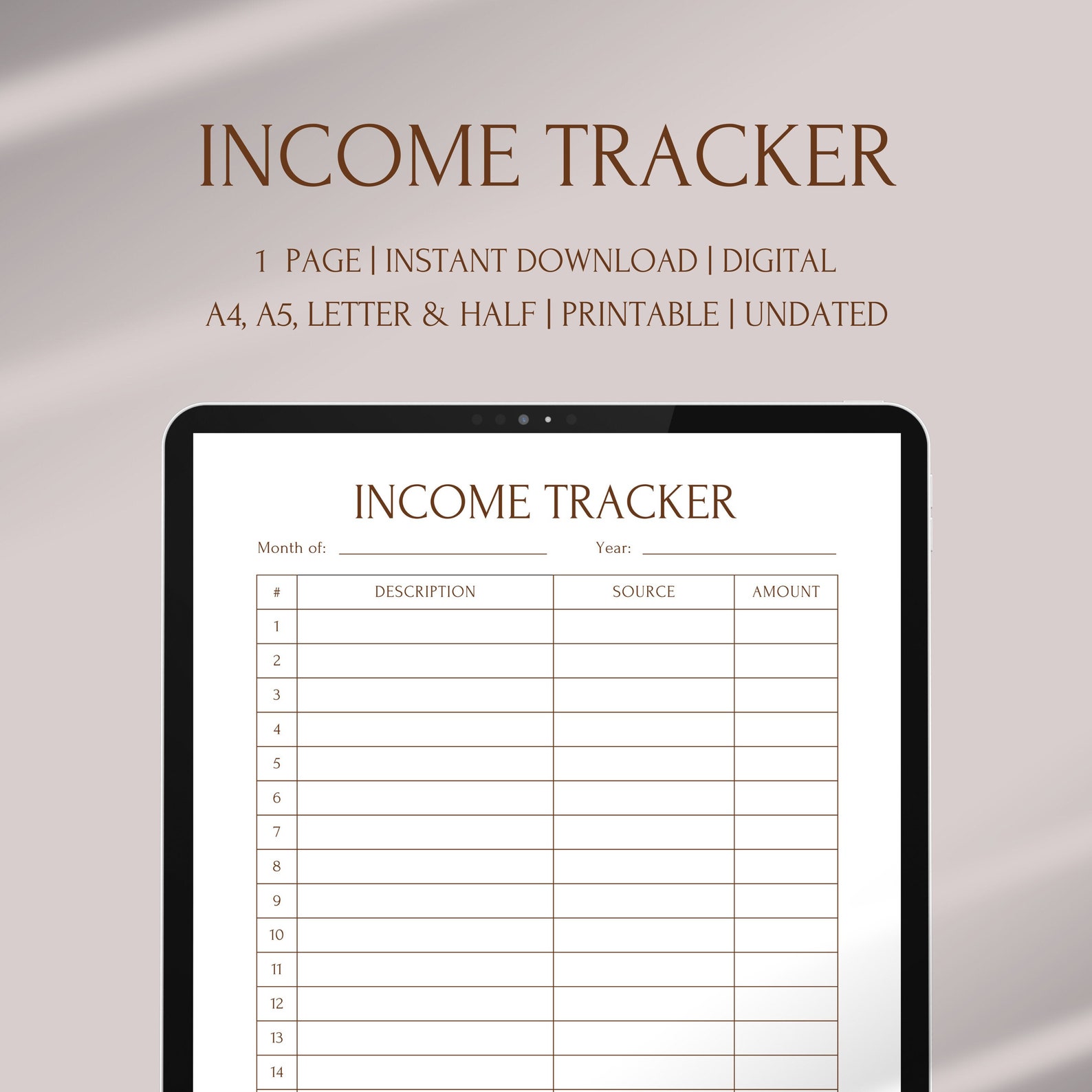 Income Tracker Printable Template Income Log Digital Planner Income ...