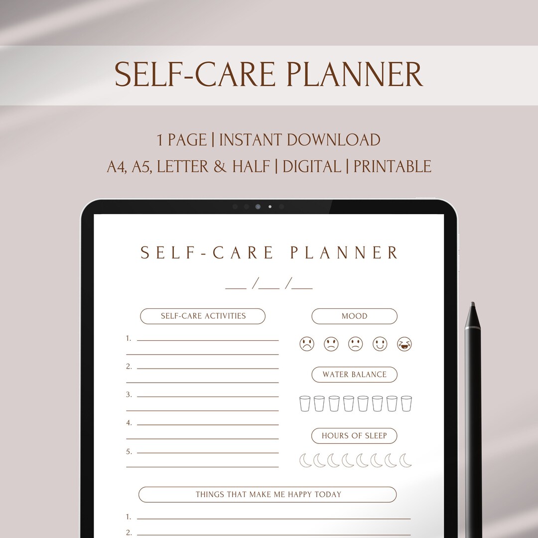 Digital Self Care Planner, Printable Self Care Checklist, Self Care ...