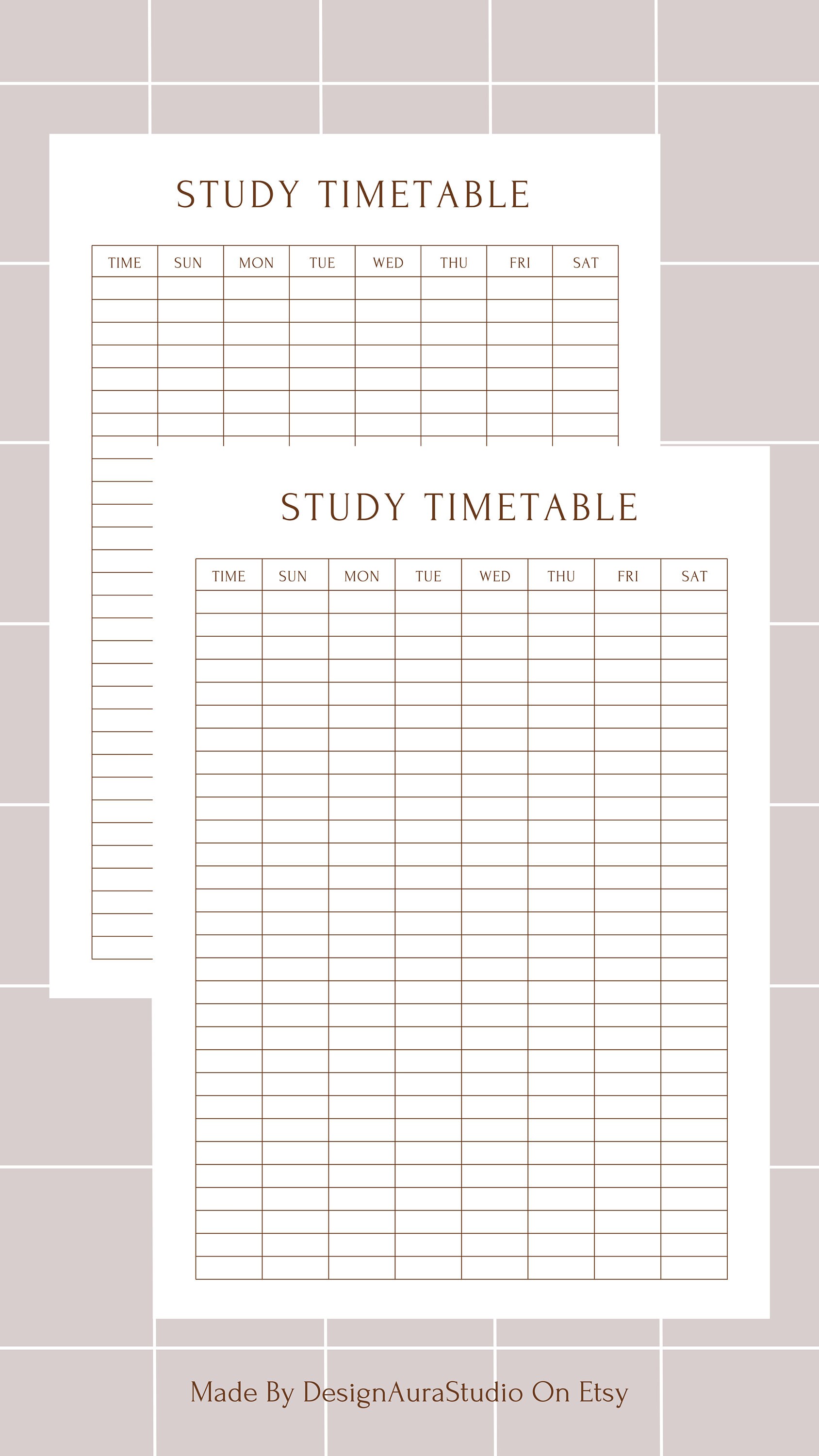 Study Timetable Printable Landscape Undated Study Planner Digital ...