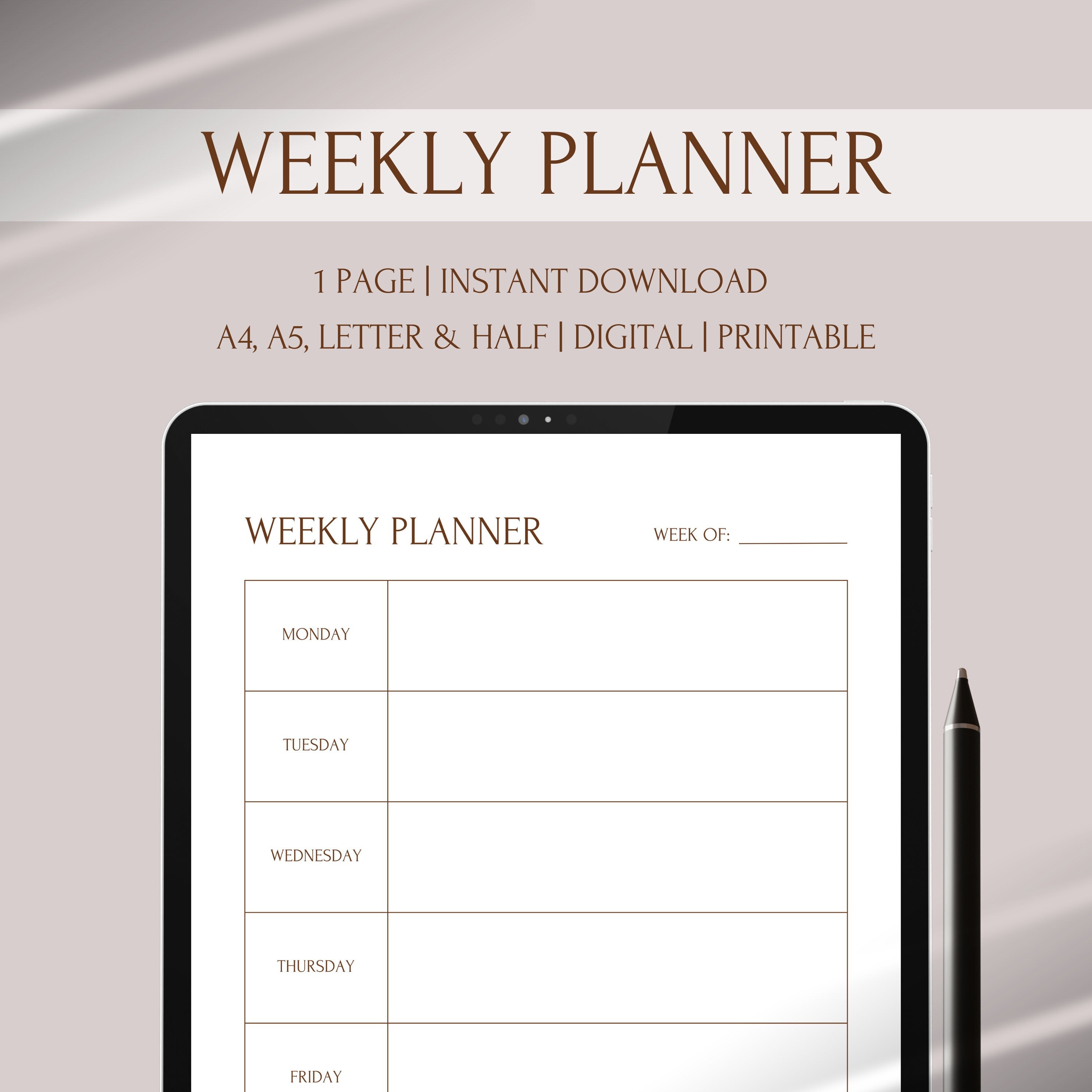Weekly Planner Printable Landscape Weekly Schedule Digital - Etsy