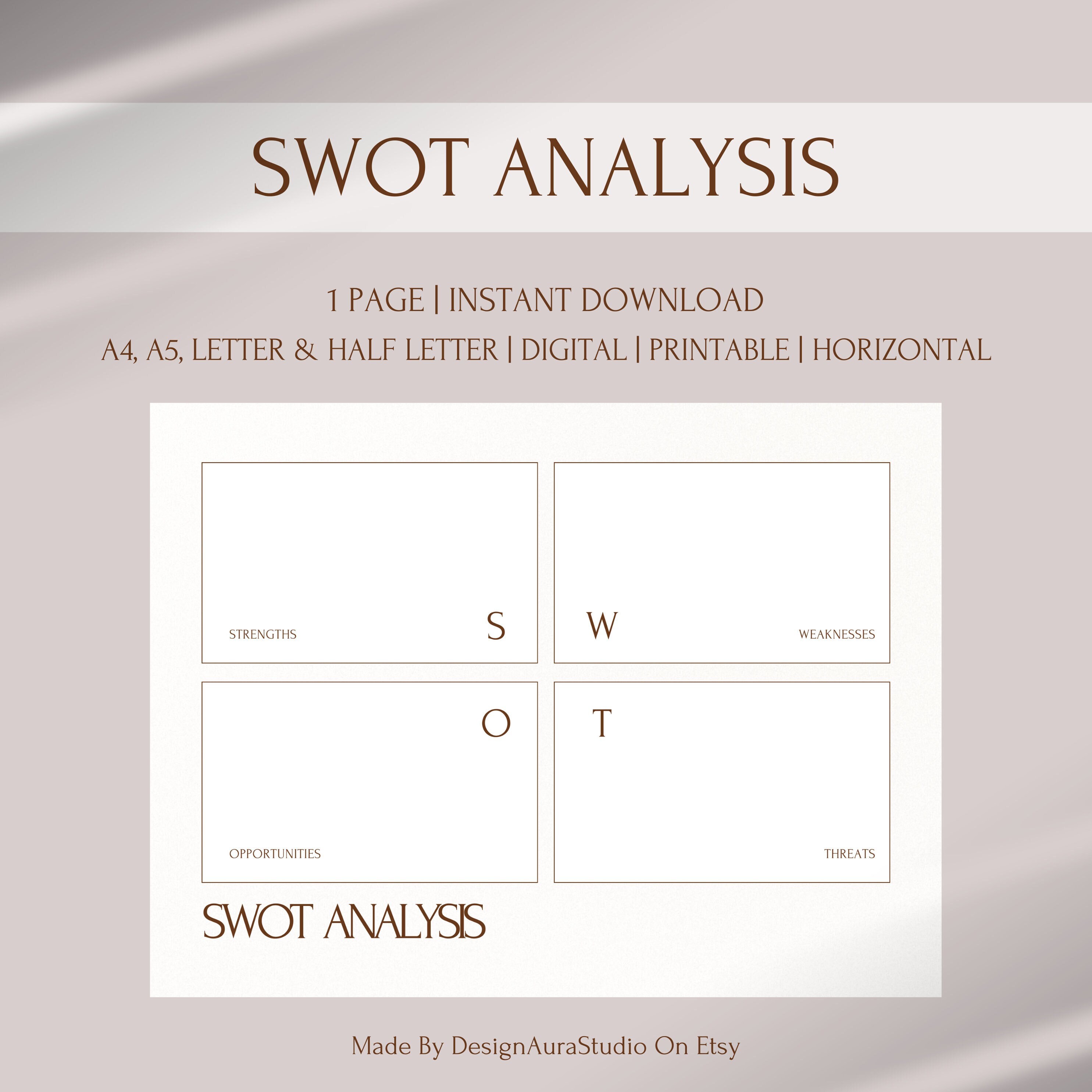 SWOT Analysis Digital Horizontal SWOT Template Small Business Business ...