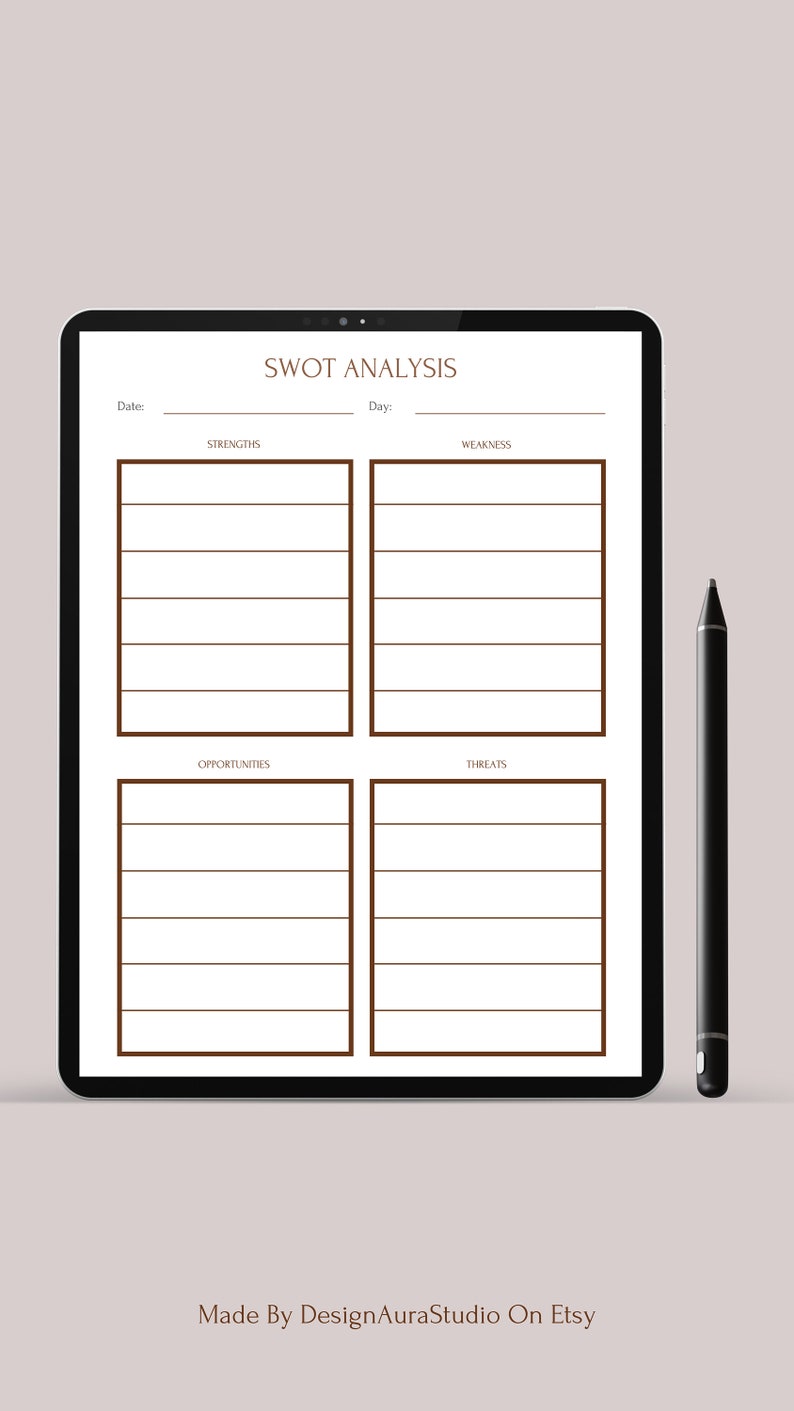 Digital Swot Template Swot Chart Swot Plan Swot Printable - Etsy