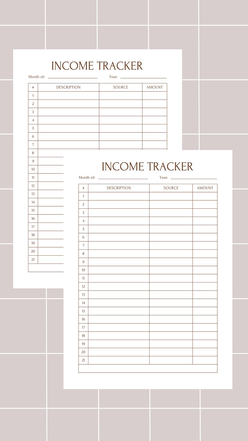 Income Tracker Printable Template Income Log Digital Planner Income ...