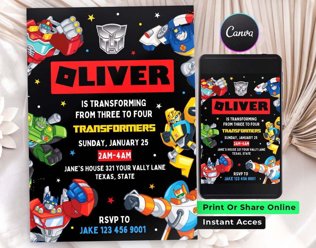 Editable Rescue Bots Birthday Invitation Printable Birthday - Etsy UK