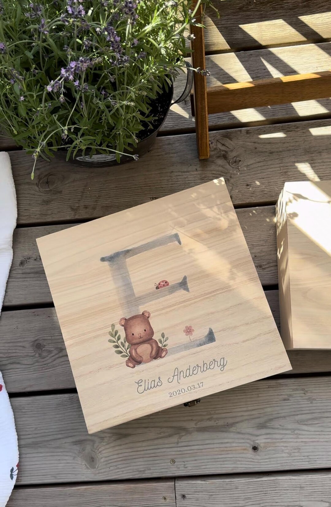 Large Custom Keepsake Box Woodland, Safari Animal Letter Wood Box ...