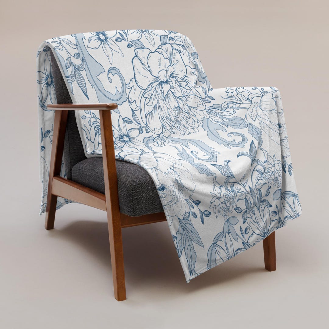 Toile Throw Blanket Toile De Jouy Sofa Throw Chinoiserie Home Decor ...