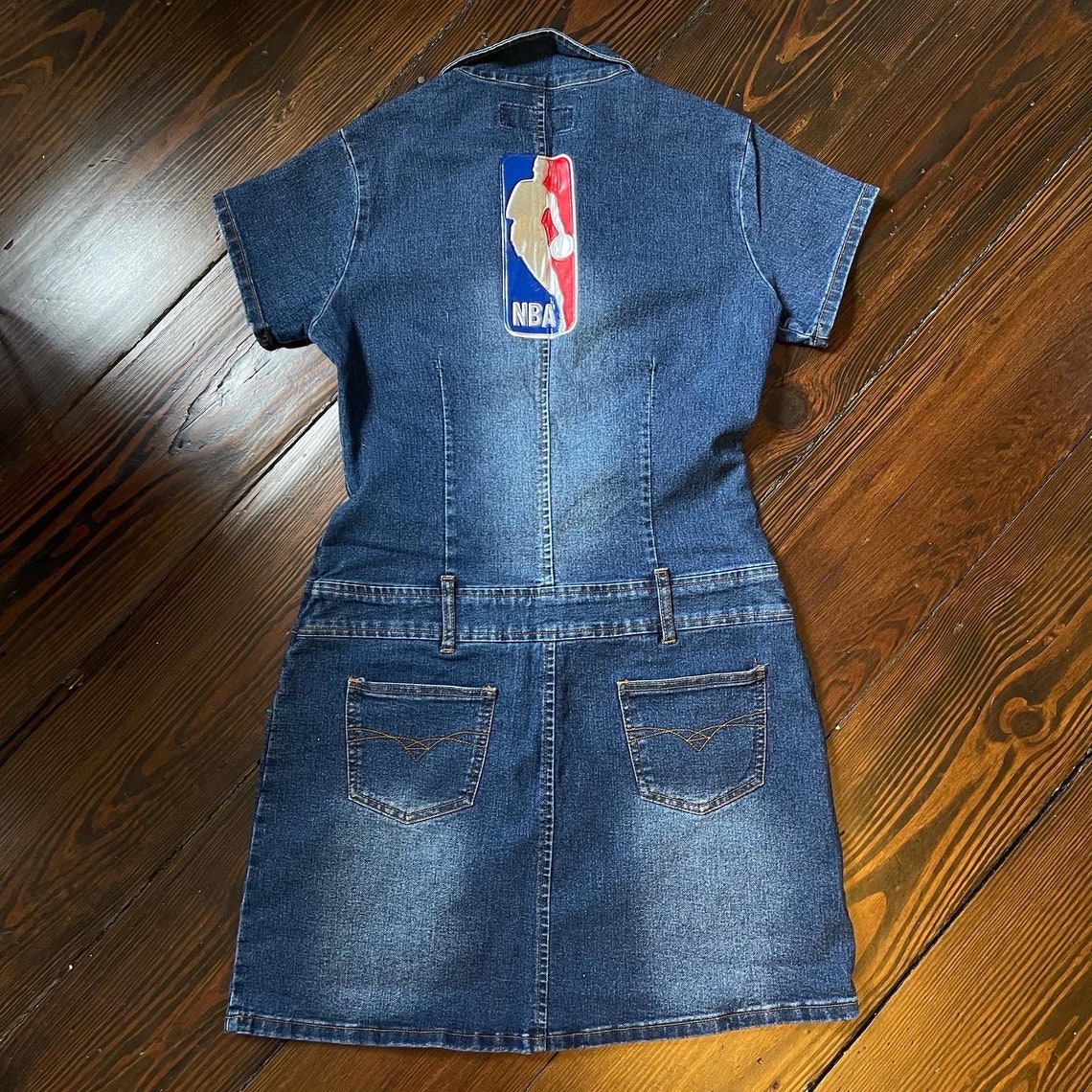 Vintage 90's NBA Patches Hardwood Classic Denim Dress (size XL) - Etsy