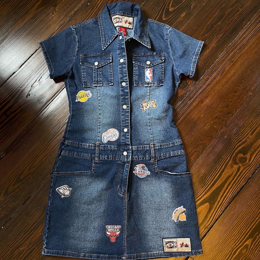 Vintage 90's NBA Patches Hardwood Classic Denim Dress (size XL) - Etsy