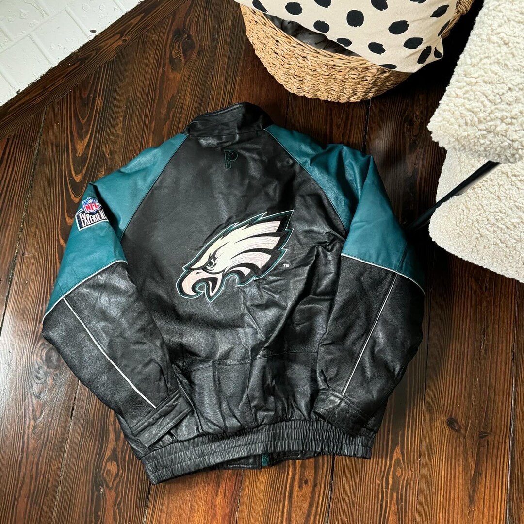 Vintage 90’s Philadelphia Eagles Pro Player Brand Leather Jacket (size ...