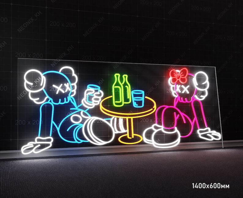 Kaws Neon Sign: Pop Art LED Light for Home Decor, Game Rooms, Anime ...