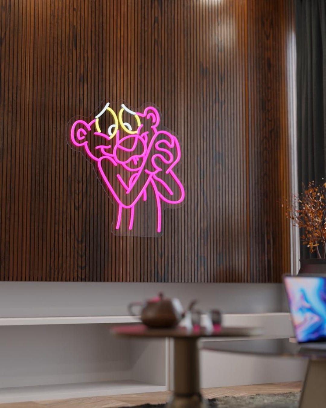 Pink Panther Neon Sign | Neon Panther Wall Art | Custom Animal Neon ...