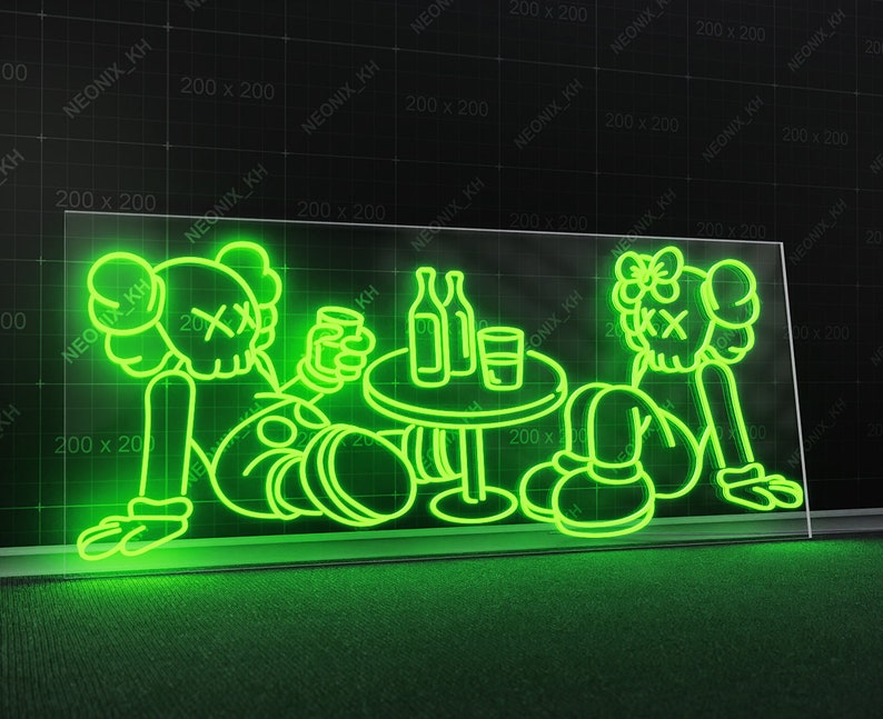 Kaws Neon Sign: Pop Art LED Light for Home Decor, Game Rooms, Anime ...