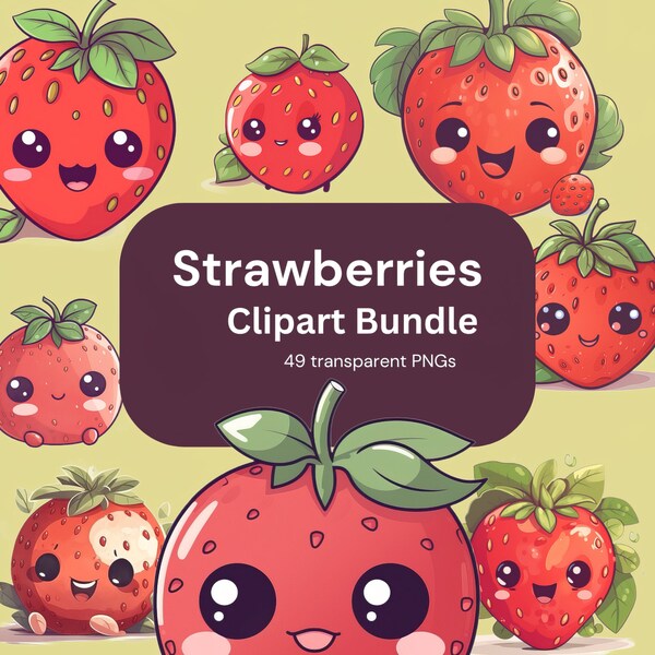 Strawberry Clipart - Etsy