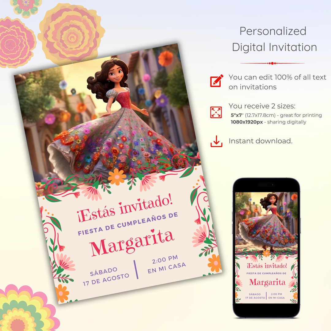 Spanish Princess Birthday Invitation - Mexican Party Invite in Spanish ...