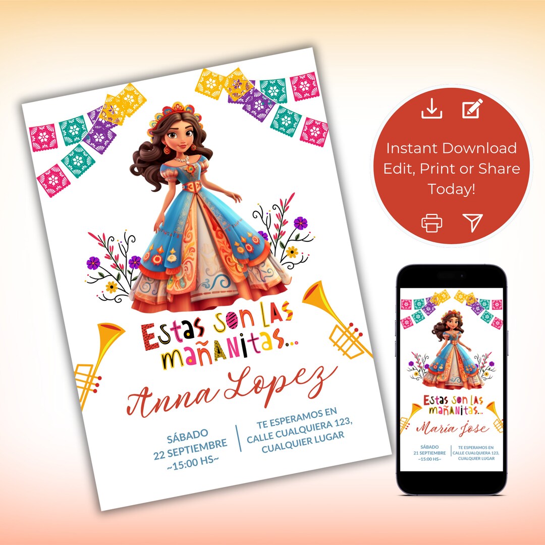 Mexican Princess Birthday Invitation Template (digital Download) - Etsy