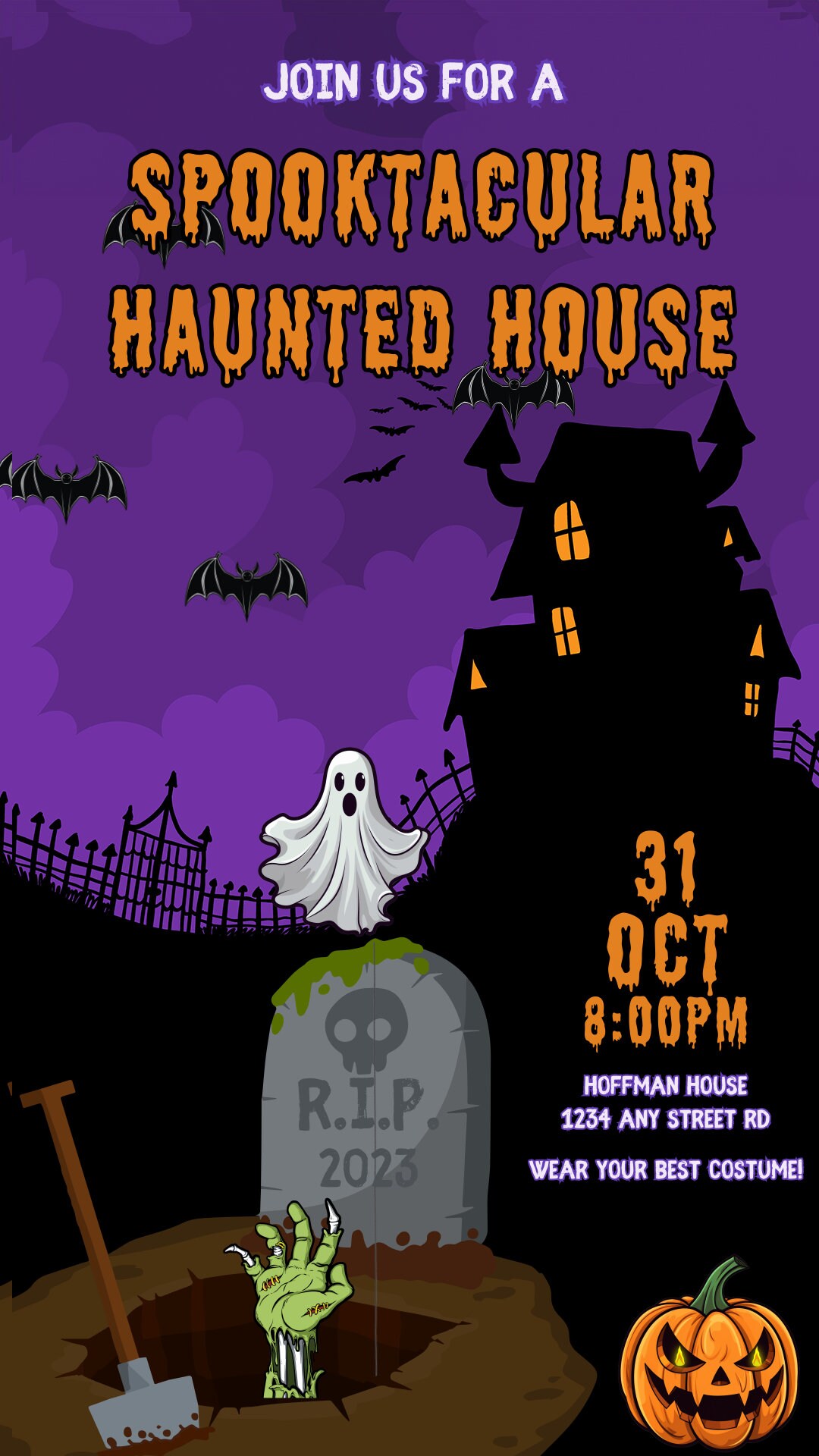 Editable Halloween Party Invitation, Haunted House Invite - Etsy