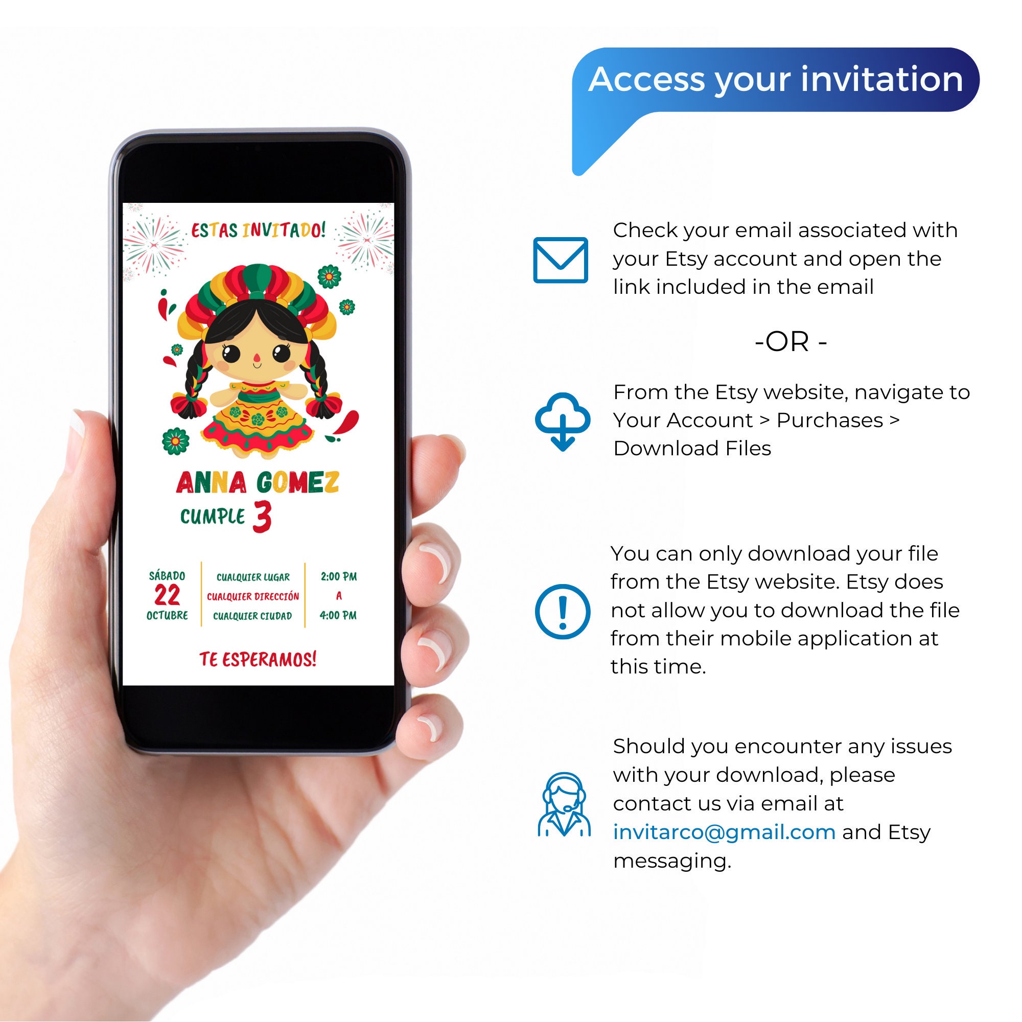 Mexican Theme Birthday Invitation, Spanish Princess Party Invite ...