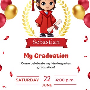 Kindergarten Graduation Invitation, Pre-school Teacher or Parent ...