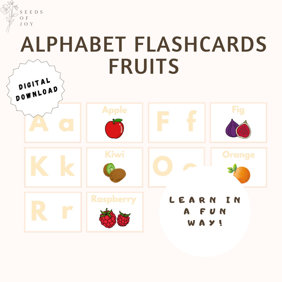 Flashcards for Kids Alphabet Flashcards Fruits Flaschards - Etsy Australia