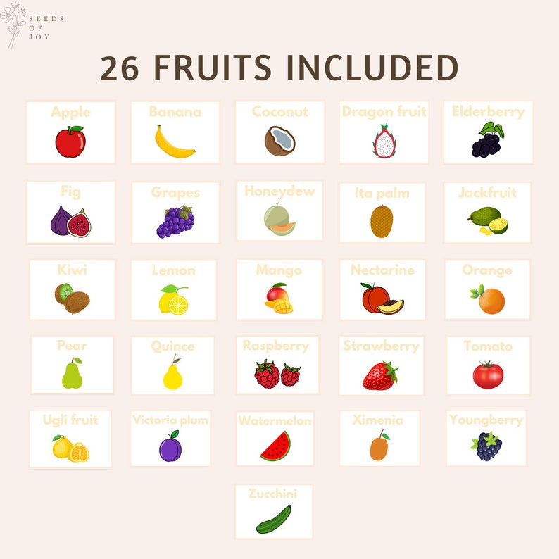 Printable Flashcards Alphabet Flashcards Fruits Flaschards - Etsy