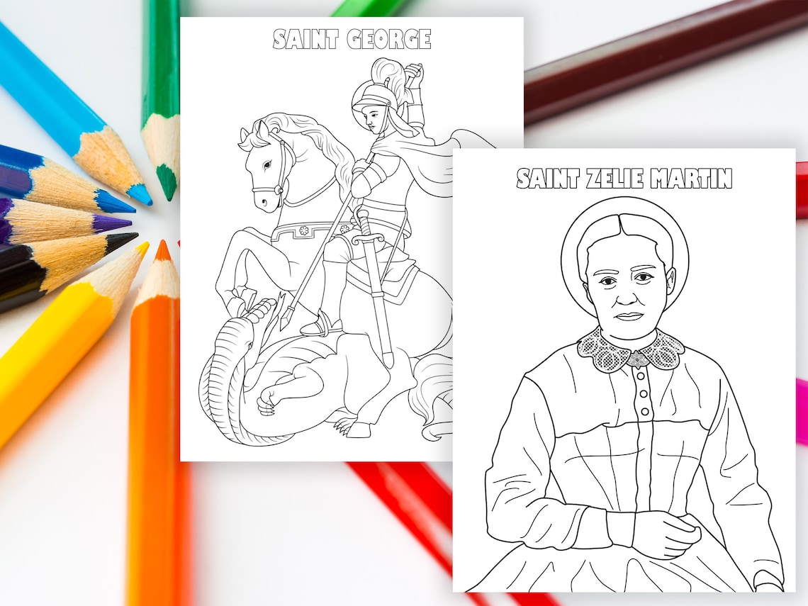12 Catholic Coloring Pages of Saints Pack 3 / Letter Format for ...