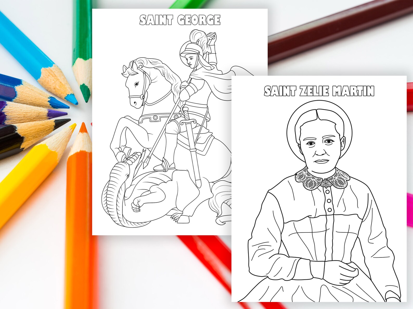 12 Catholic Coloring Pages of Saints Pack 3 / Letter Format for ...