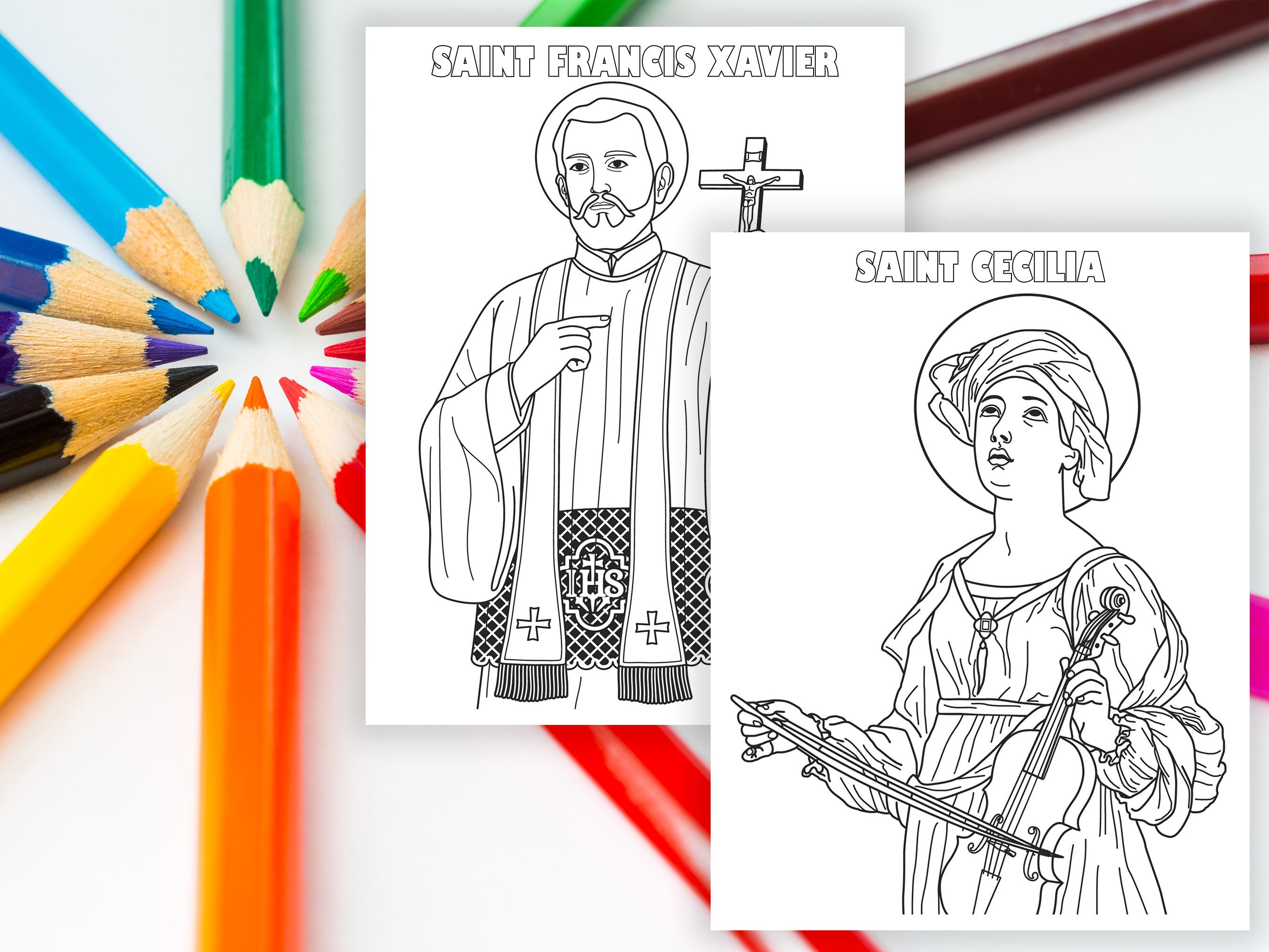 12 Catholic Coloring Pages of Saints Pack 2 / Letter Format for ...