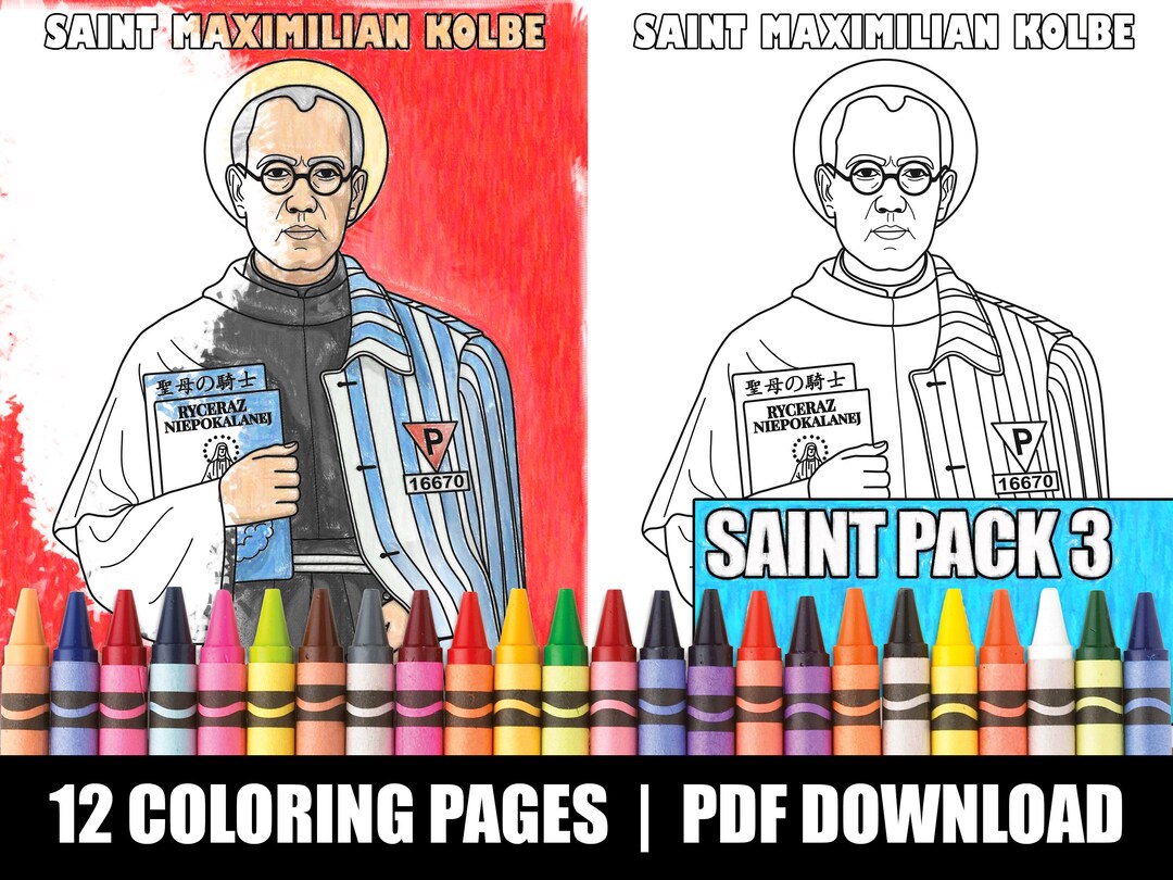 12 Catholic Coloring Pages of Saints - Pack #3 / Letter Format for ...