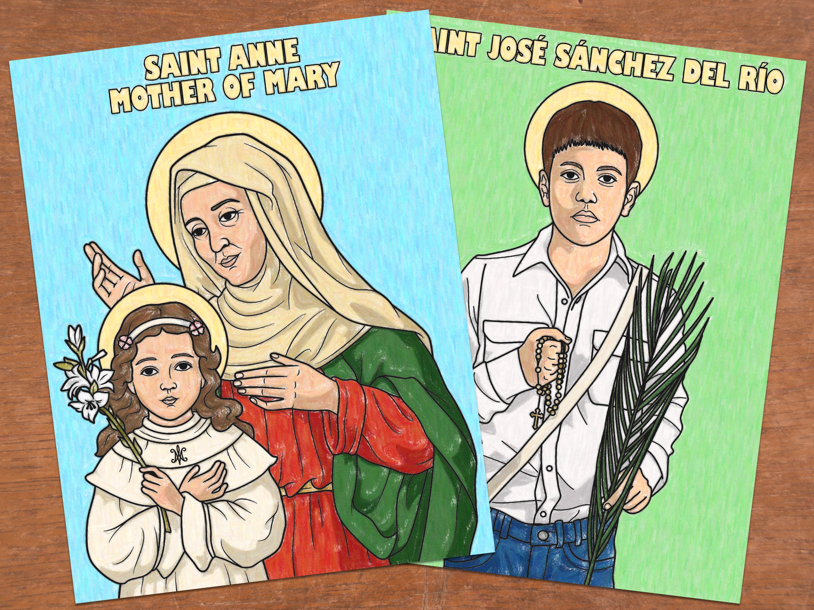 12 Catholic Coloring Pages of Saints - Pack #7 / Letter Format for ...