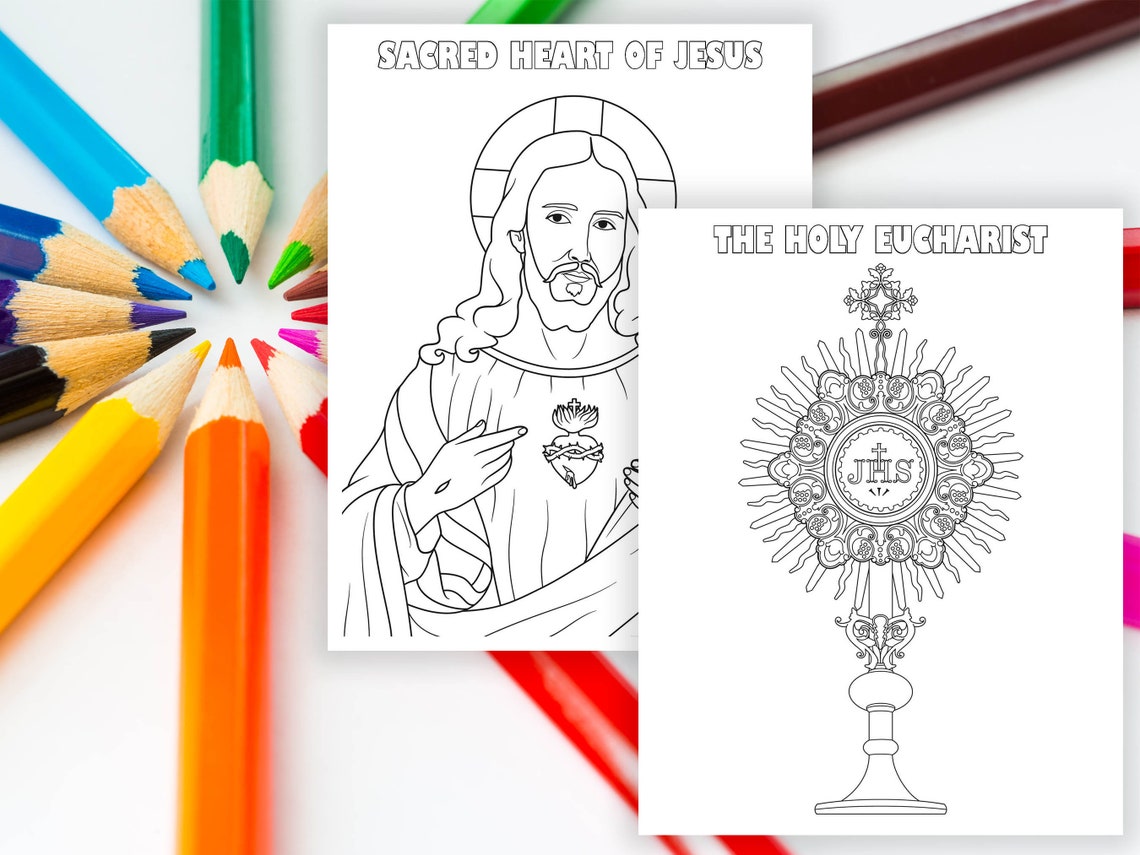 12 Catholic Coloring Pages of Jesus Christ / Letter Format for - Etsy