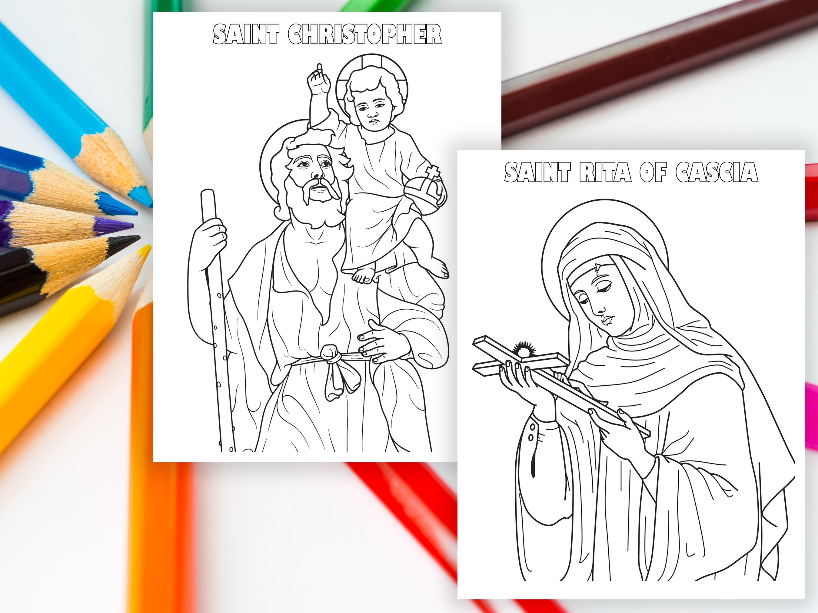 12 Catholic Coloring Pages of Saints Pack 3 / Letter Format for ...