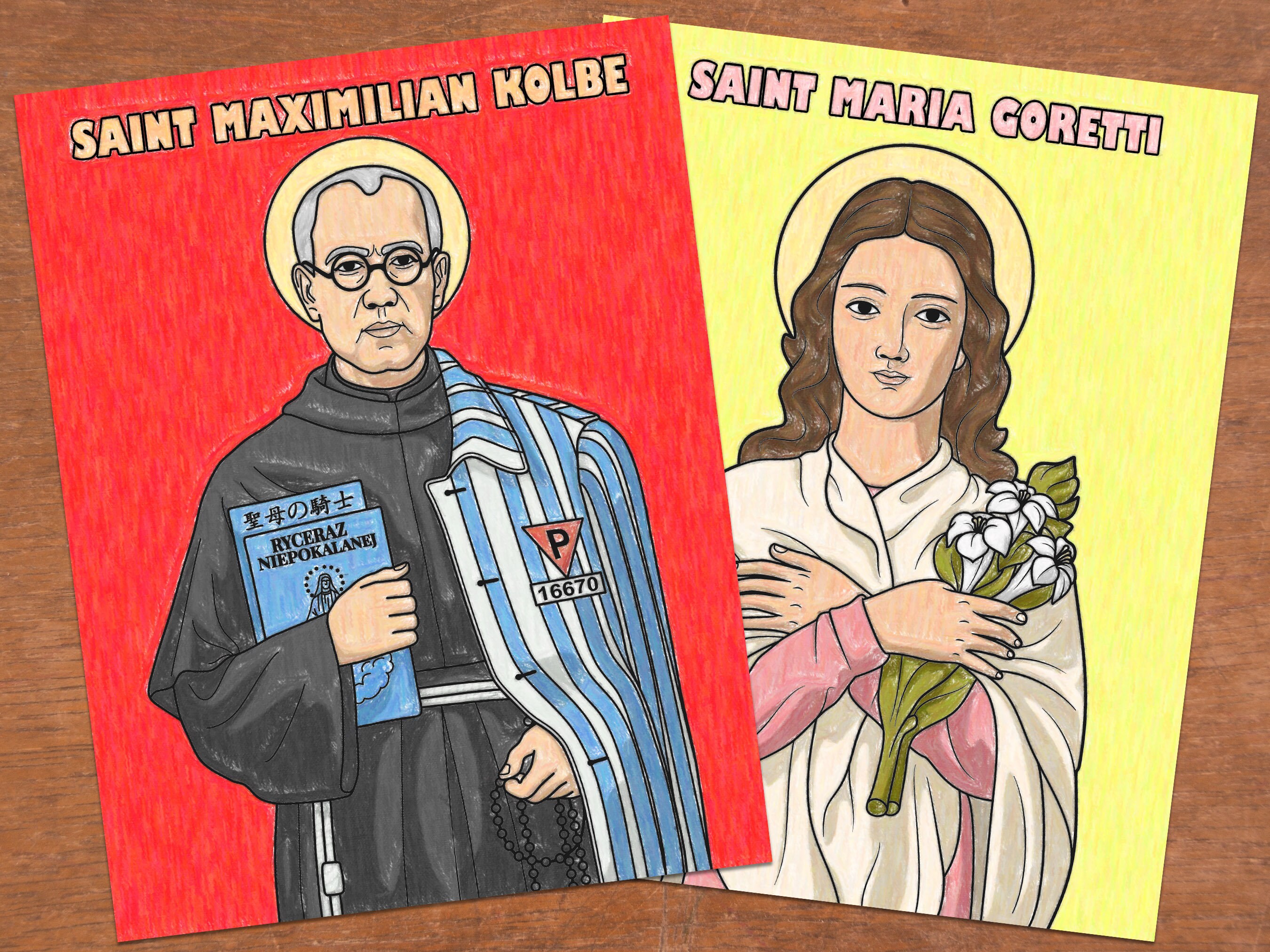 12 Catholic Coloring Pages of Saints - Pack #3 / Letter Format for ...