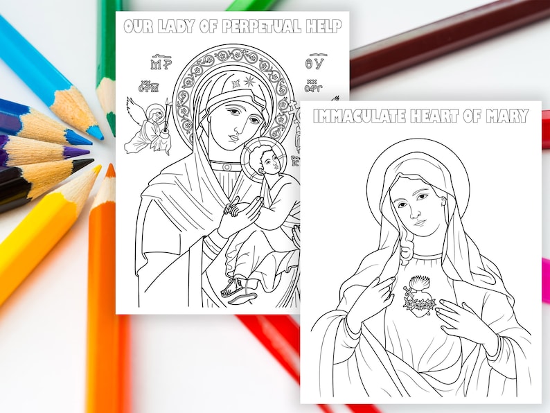18 Catholic Coloring Pages of the Blessed Virgin Mary / Letter Format ...