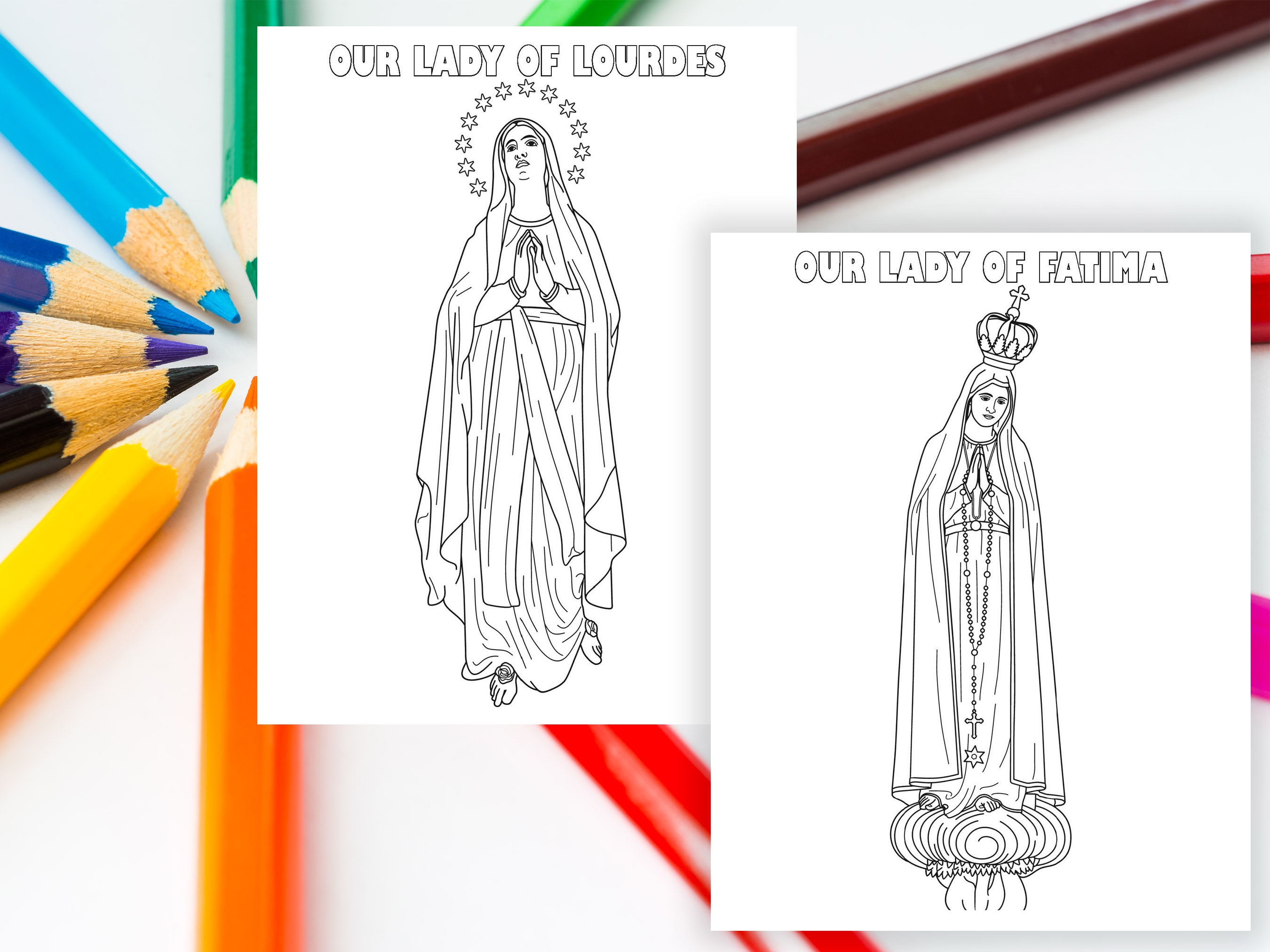 18 Catholic Coloring Pages of the Blessed Virgin Mary / Letter Format ...