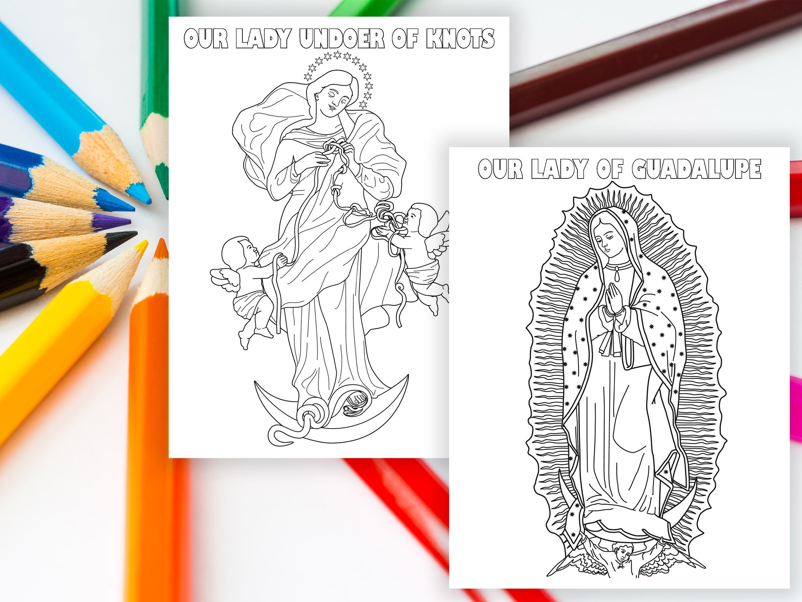 18 Catholic Coloring Pages of the Blessed Virgin Mary / Letter Format ...