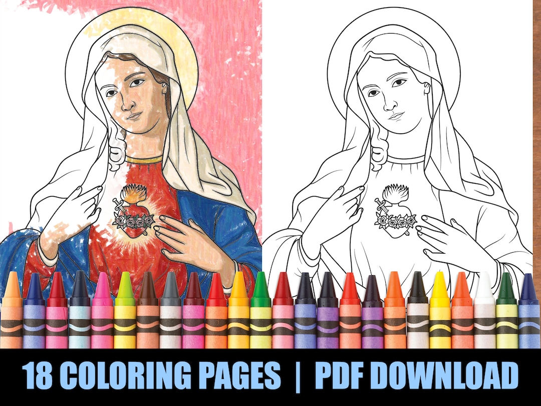 18 Catholic Coloring Pages of the Blessed Virgin Mary / Letter Format ...