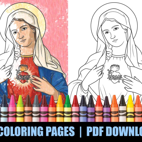 Coloring Pages of Blessed Virgin Mary - Etsy