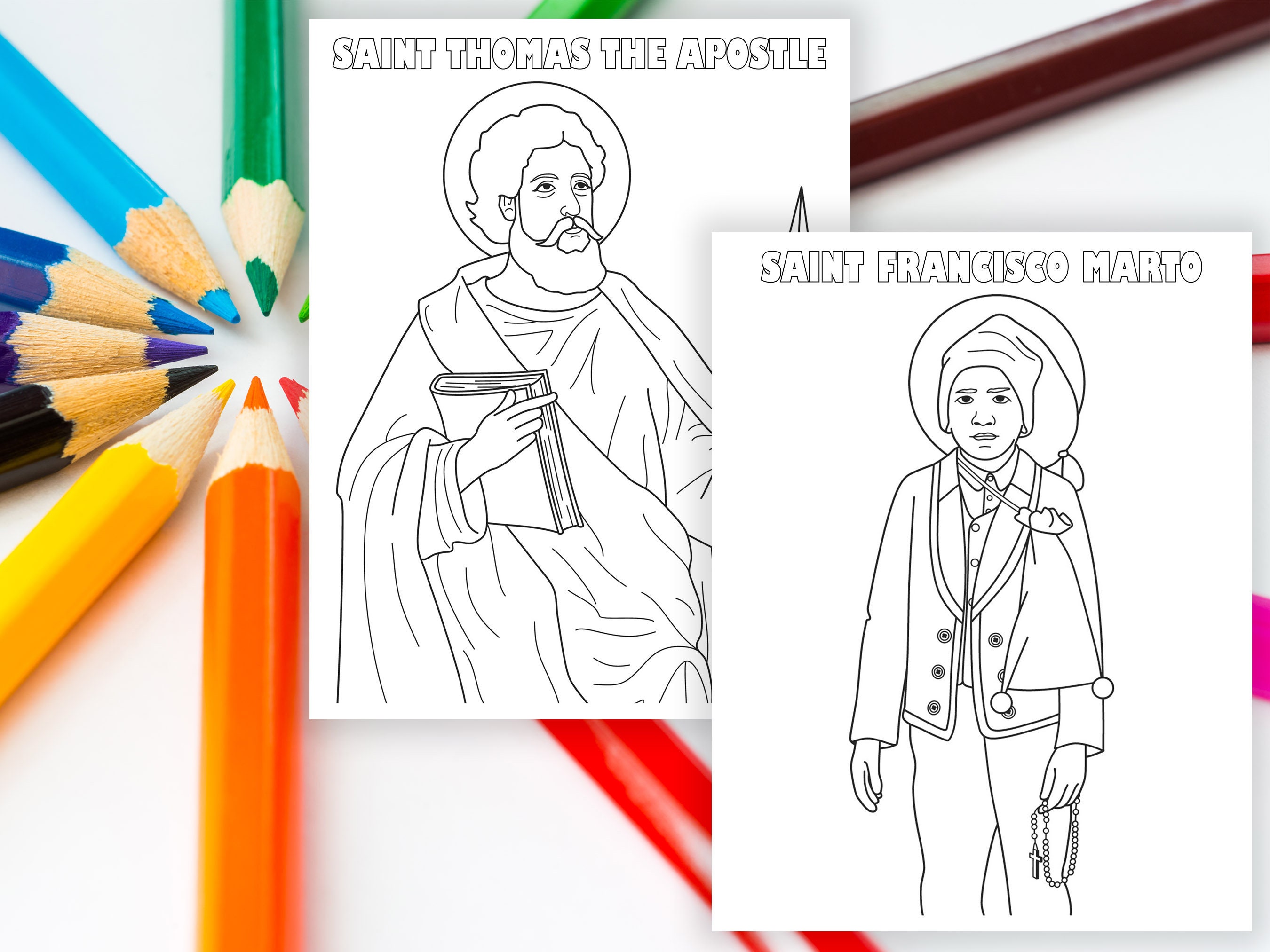 12 Catholic Coloring Pages of Saints Pack 3 / Letter Format for ...
