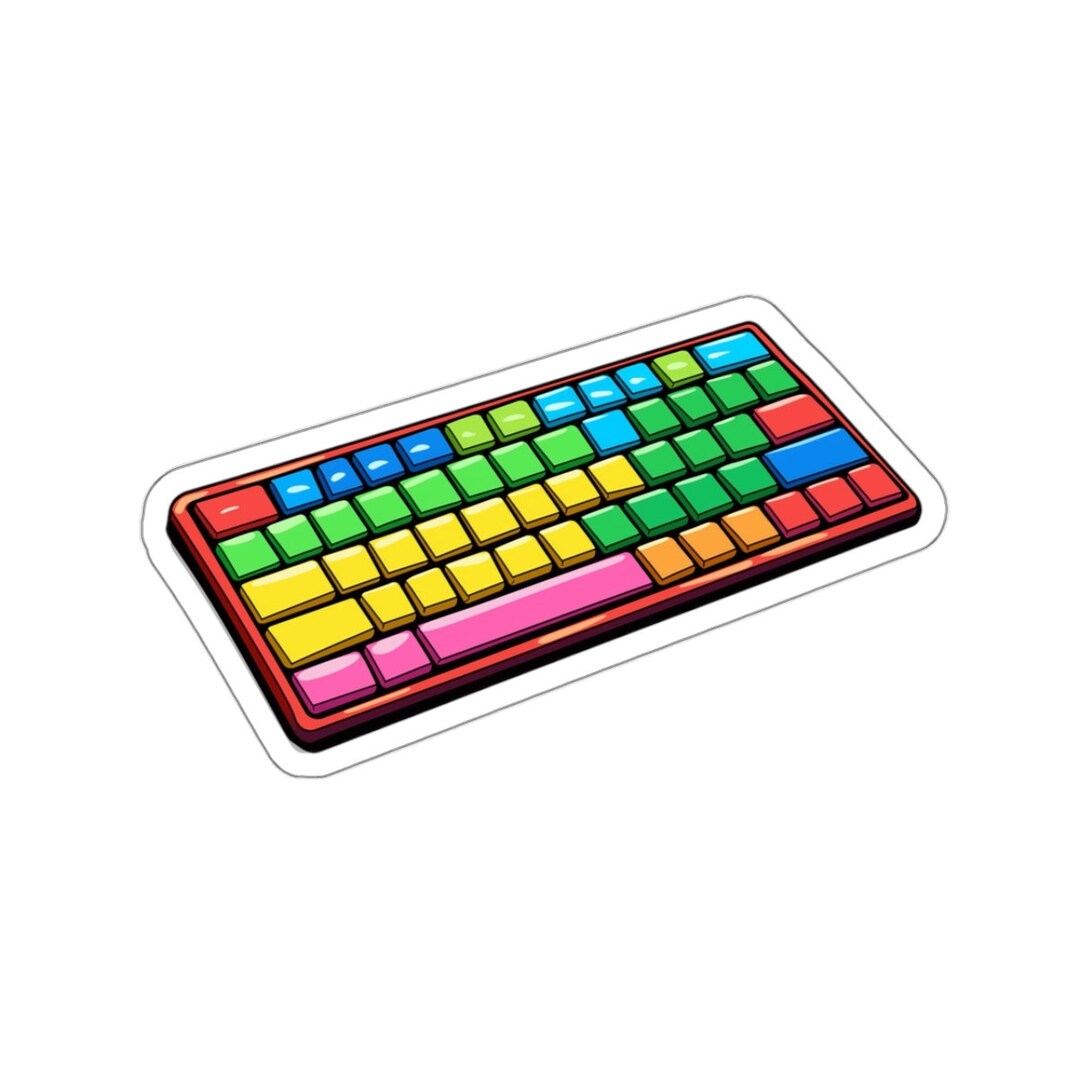 Colorful Keyboard Art Sticker - Fun Tech and Gamer Decor - Vibrant 16 ...