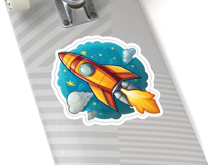 Space Ship Sticker Colorful Waterproof Glossy Vinyl Sticker Cute Gift ...